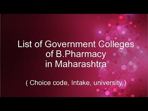 List of Government Colleges of B.Pharmacy in Maharashtra