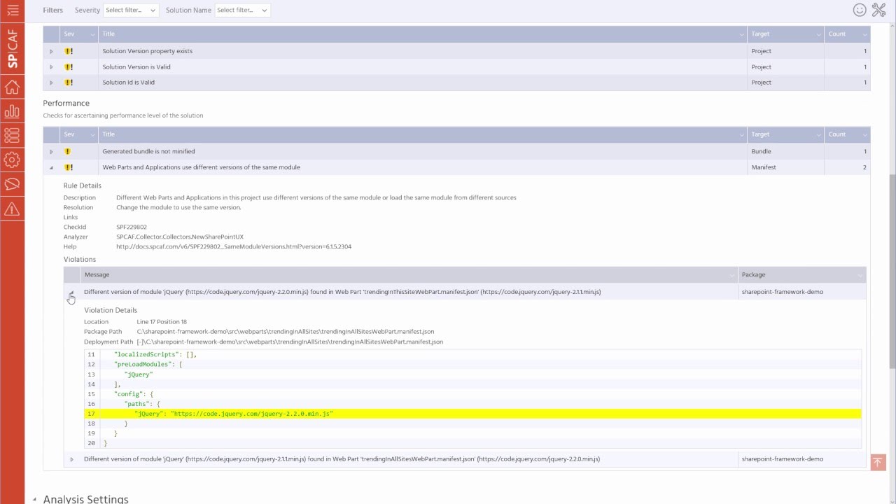 SharePoint Framework code quality reports with SPCAF