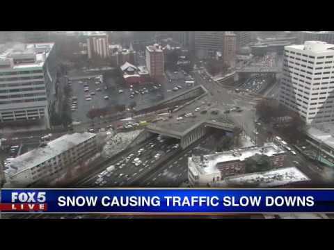 Snow causing traffic slow downs