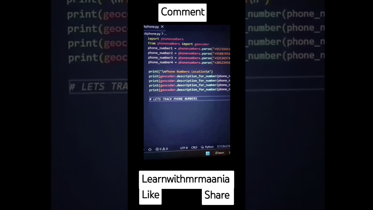 🌍 How to Track Location Using Python | Python Geolocation Tutorial #Python #Coding #techtips