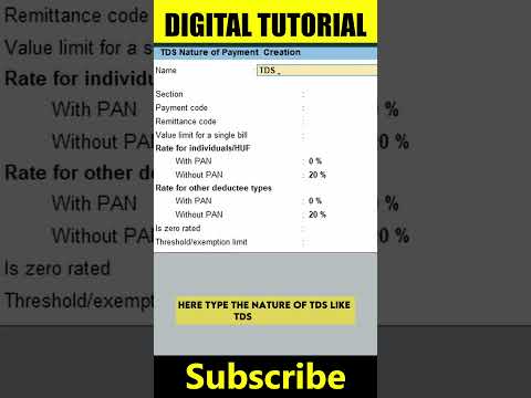TDS nature of Payments in Tally Prime | Tally @digitaltutorial425 #tally #tallyprime 😍😍😍