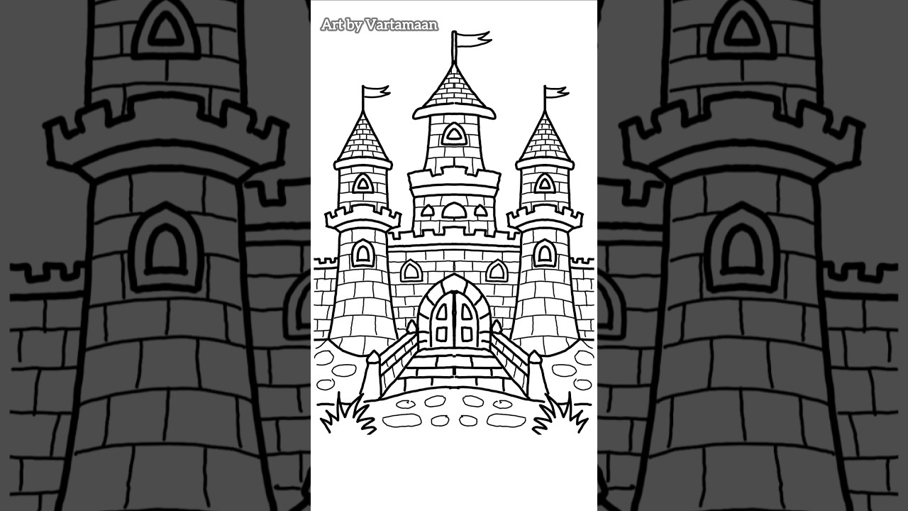 Castle Drawing easy | step by step tutorial #castle #stepbystep #youtube #art #shorts