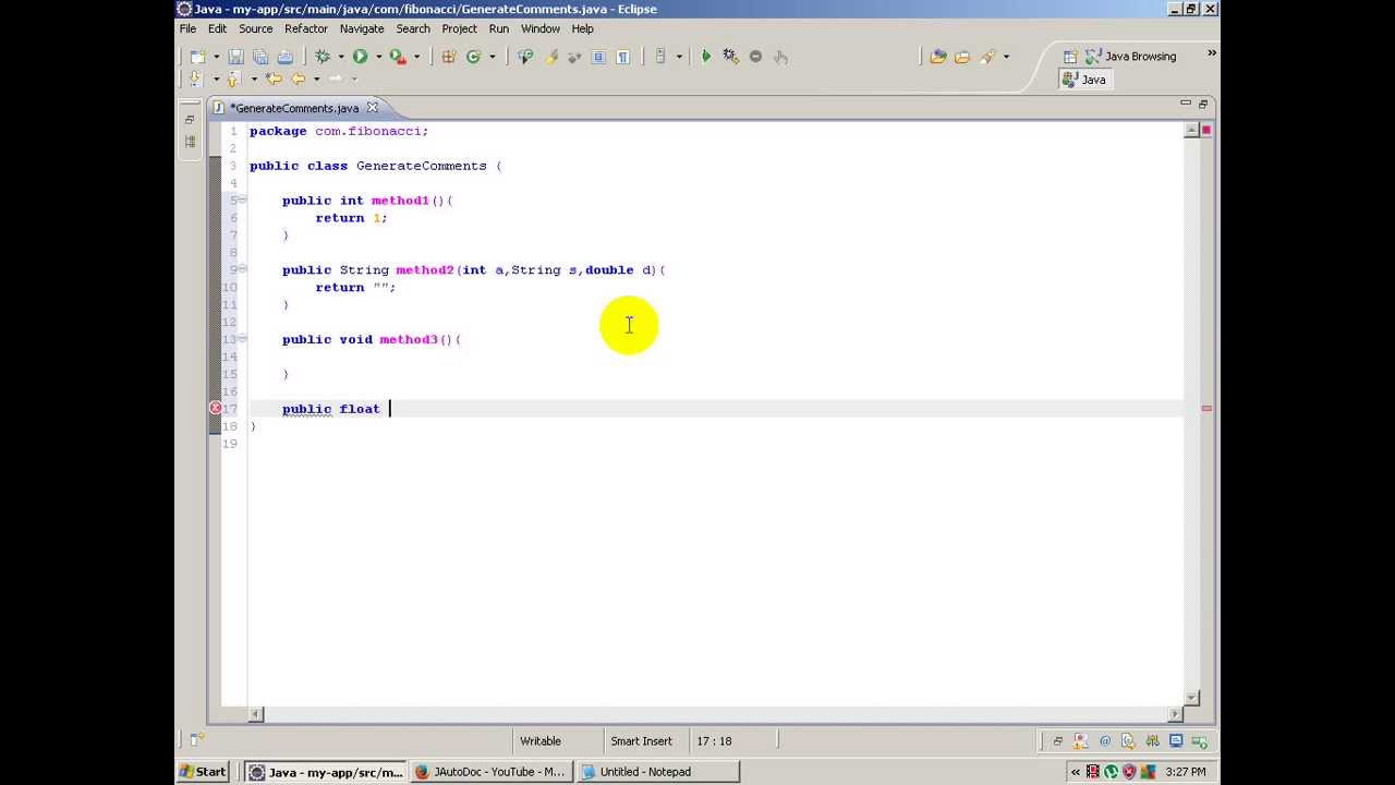 Java Automatic Generating Comments for Methods Using JAutoDoc