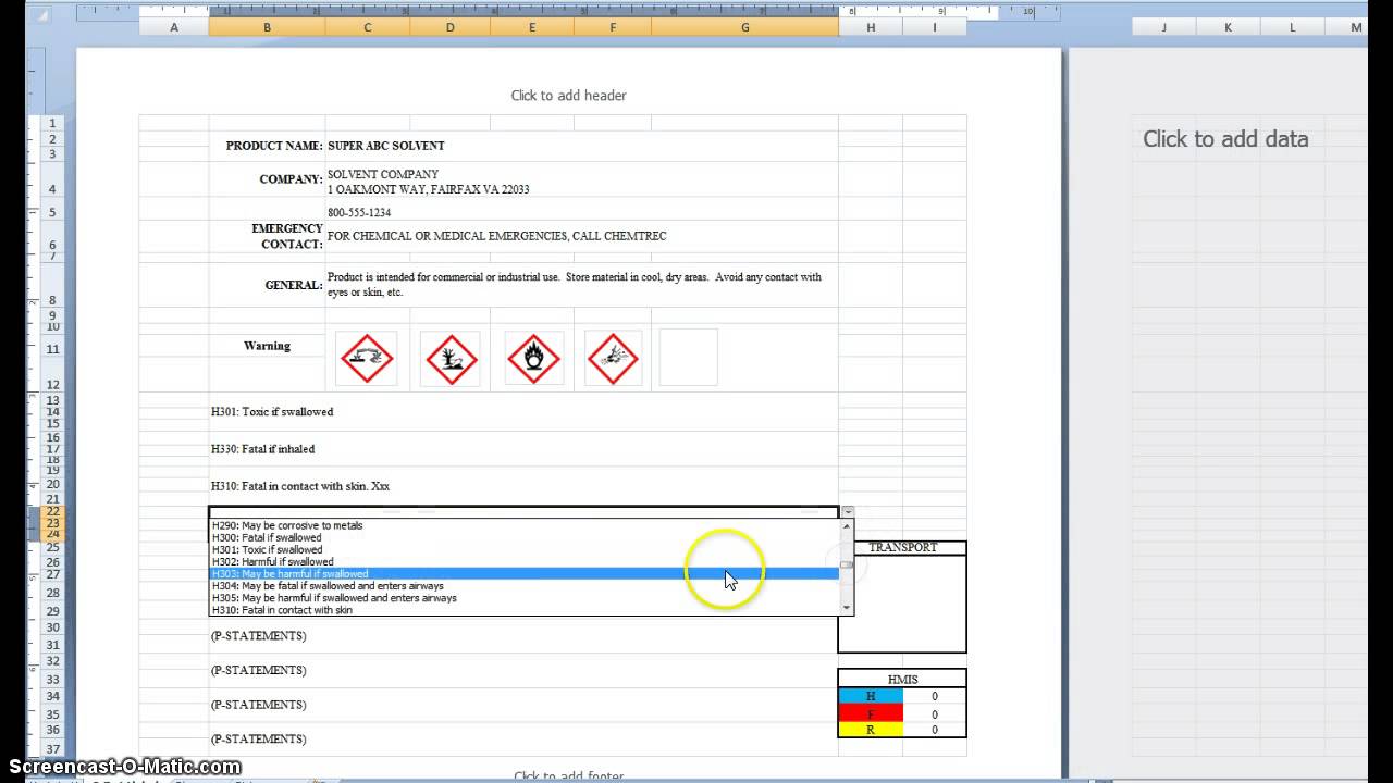 Simple GHS Label Template