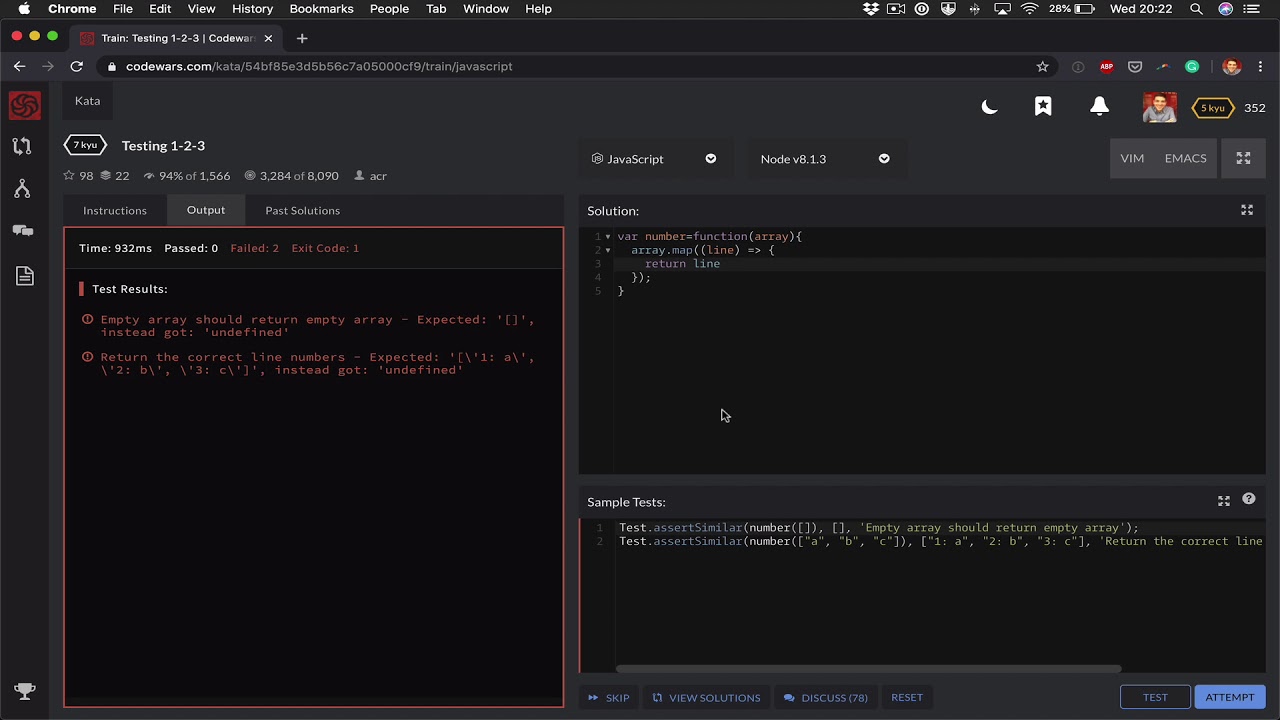 Codewars Testing 1-2-3 in JavaScript