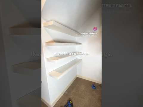 Part 1 of closet system: Installing Ikea Floating Shelves for shoe storage.
