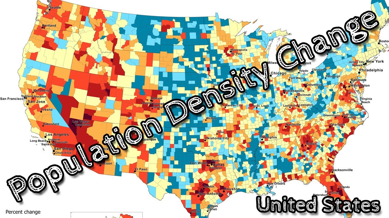 U.S population density (1990 - 2020)