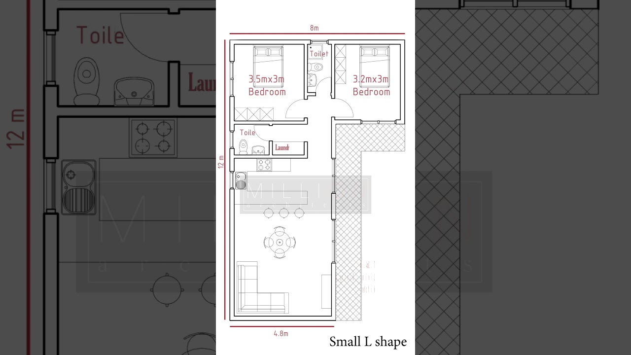 Small L shaped house | Floor plan