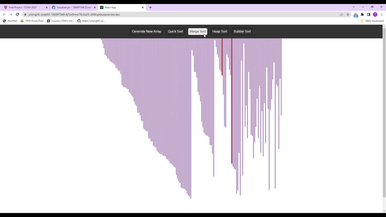CS50x 2022 Final Project - Sorting Visualizer (Quick Sort, Merge Sort, Heap Sort and Bubble Sort)