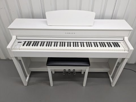 Yamaha Clavinova CLP-535 digital piano and stool in satin white finish stock number 24251