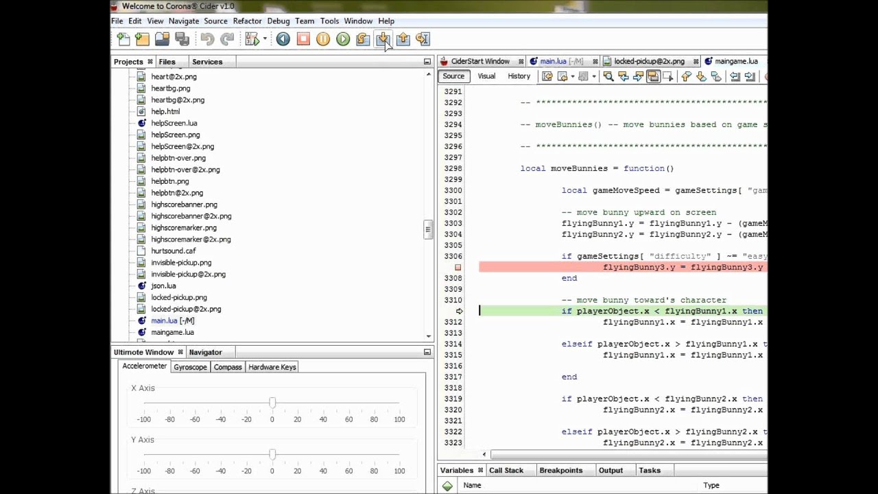 Lua Glider IDE Debugger Features Overview