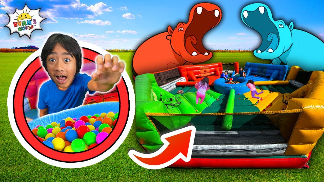 Ryan, Emma, & Kate Play GIANT Hungry Hungry Hippo!