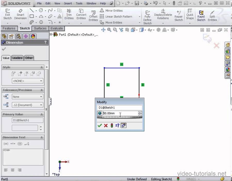 SolidWorks Tutorial - How to dimension using equations and variables in SolidWorks 2012