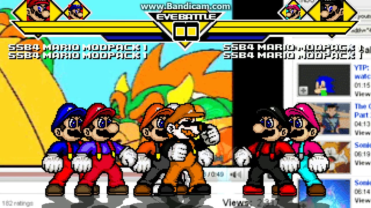 MUGEN Match #29 SSB4 Mario ModPack 1 4v4 Party