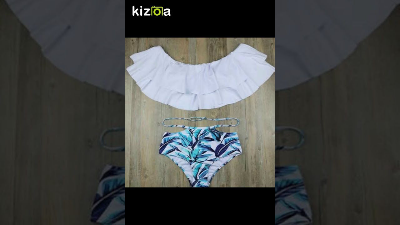 Ruffled White Leaf Bikini Suit
