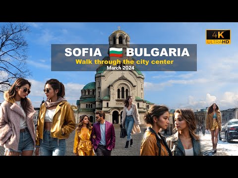 🎈Sofia capital of 🇧🇬 Bulgaria Walking through the city center - March - 2024 - 4k