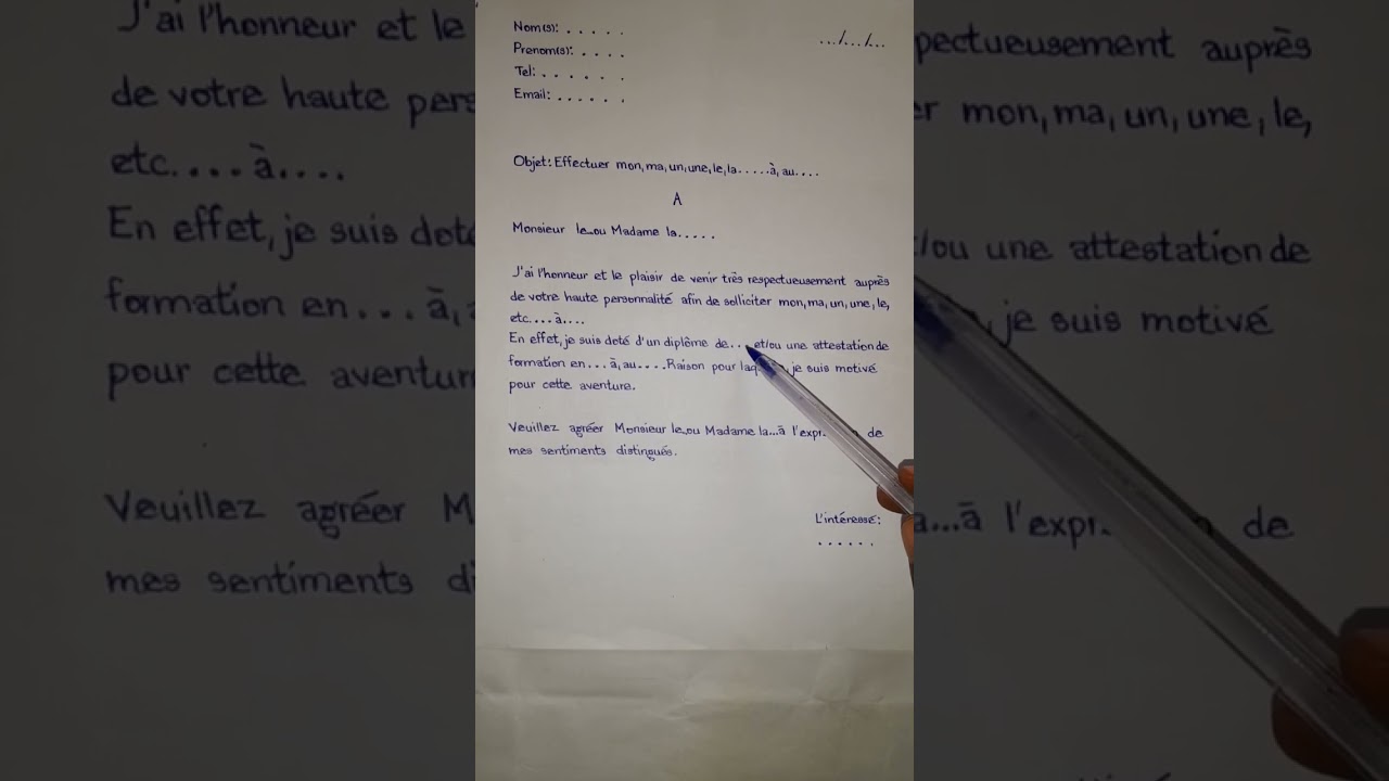 comment écrire une demande manuscrite ?