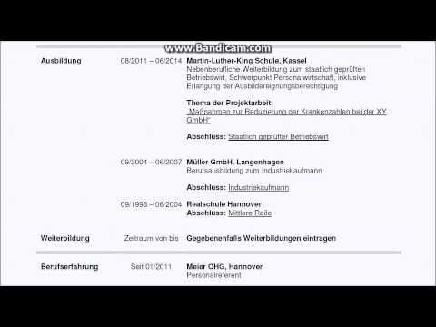 Tabellarischer Lebenslauf bei einer Bewerbung als Betriebswirt