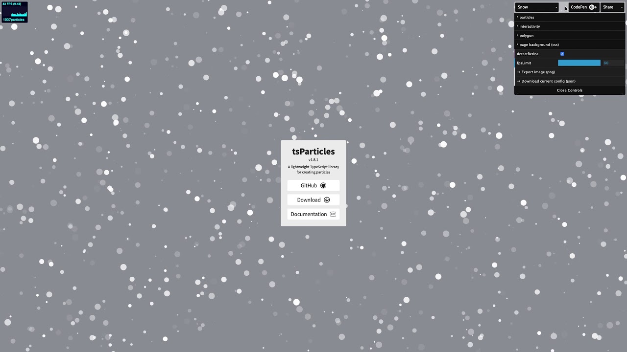 tsParticles - Snow particles