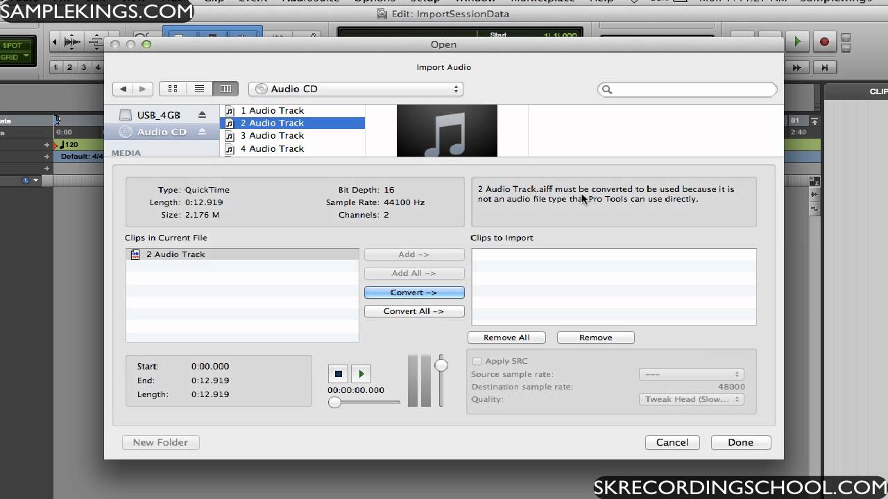 ProTools 10 DVDs Lessons: CD Audio Import