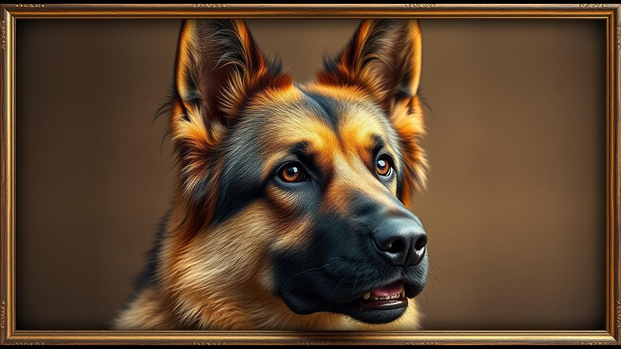 GERMAN SHEPHERD FRAMED PAINTING | 1 HOUR FRAMED PAINTING | TV WALLPAPER [ 4K ]