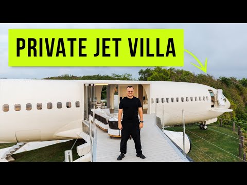 The BOEING 737 turned into a luxury VILLA! Touring a Private Jet Villa on the cliff in Bali