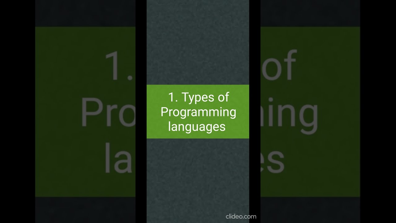 1. Types of  Programming languages