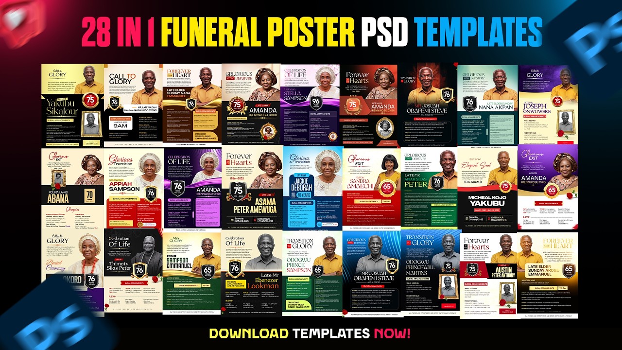 28 in 1 Funeral PSD TemplateS Posters For Designers New