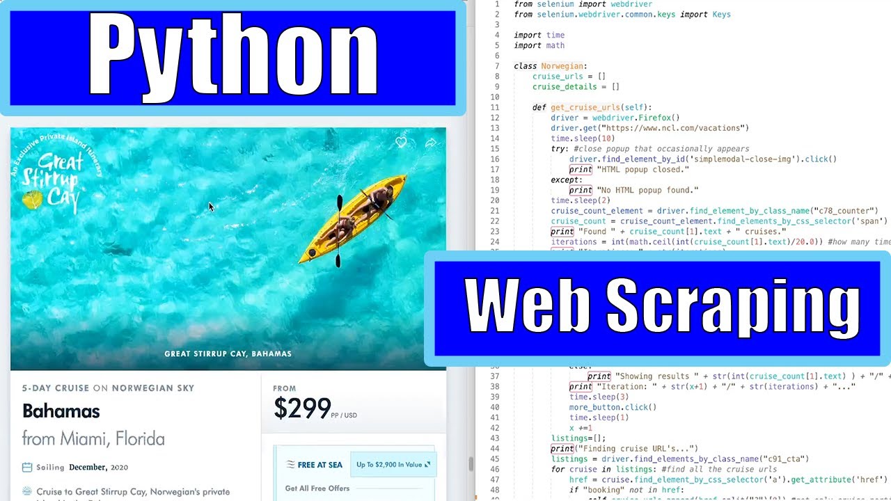 Python + Selenium Demo - Web Scraping a Cruise Line
