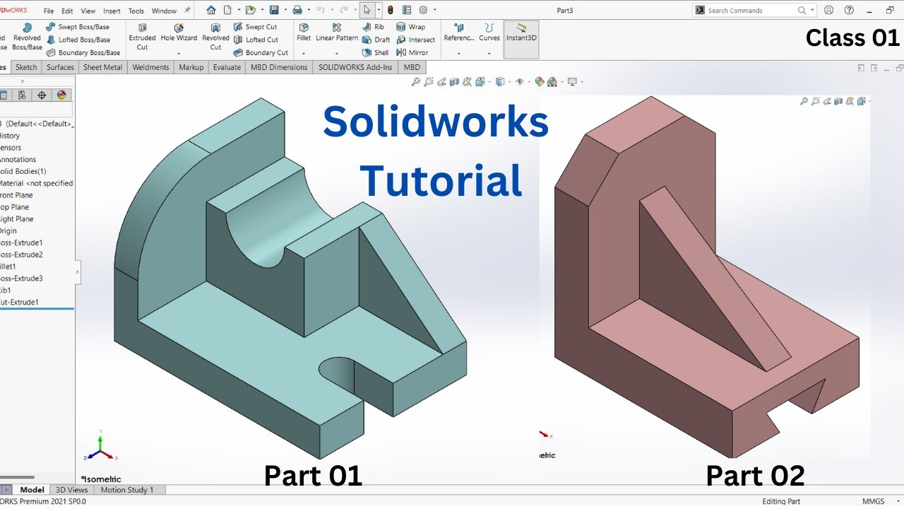 SolidWorks 3D Modeling Tutorial: Class 1 - Beginners to Advanced Level