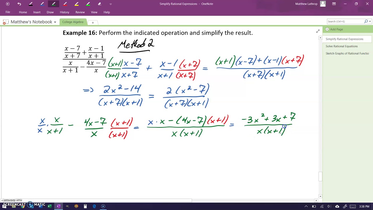 Simplifying Complex Rational Expressions - Example 16