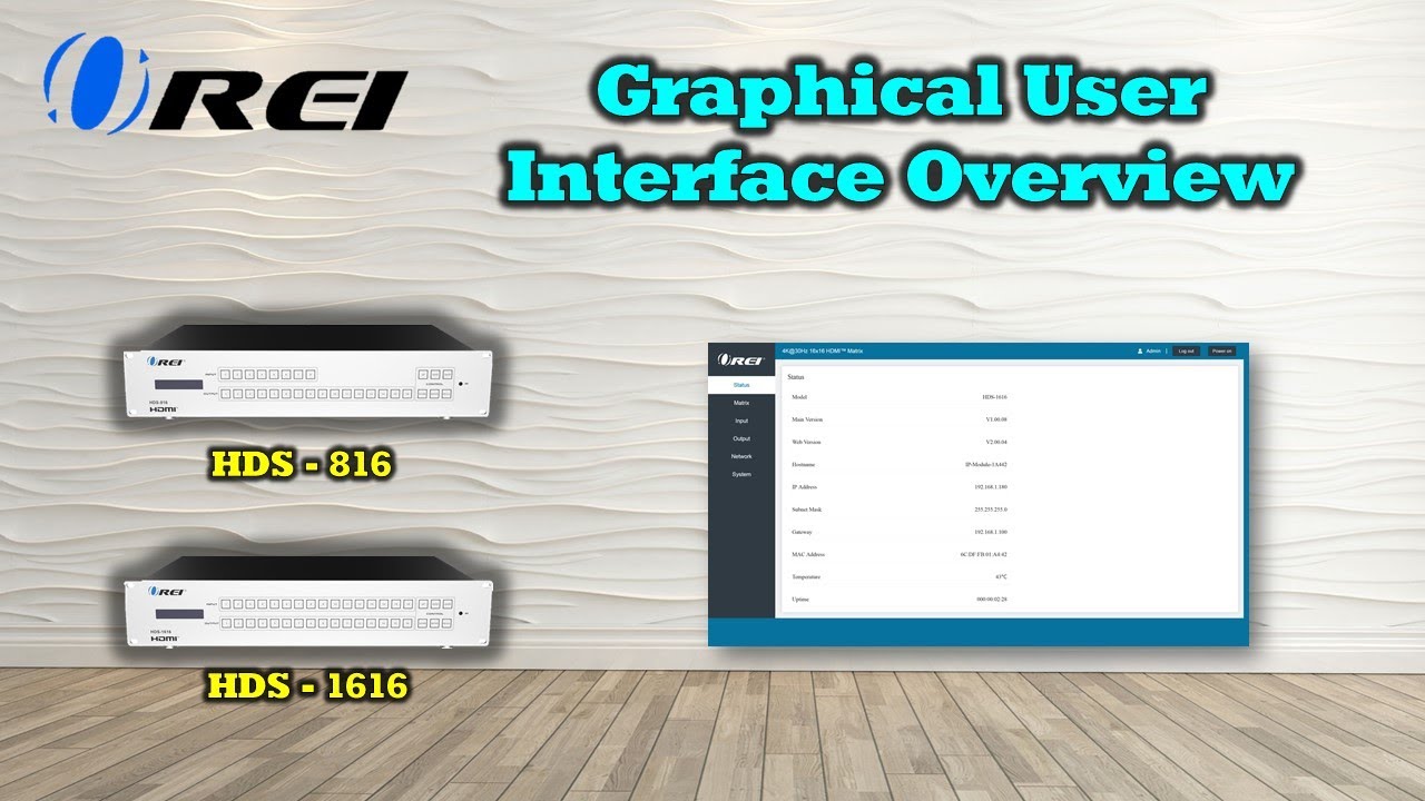 OREI HDS-1616/HDS-816 Software Overview - WEBGUI Tutorial