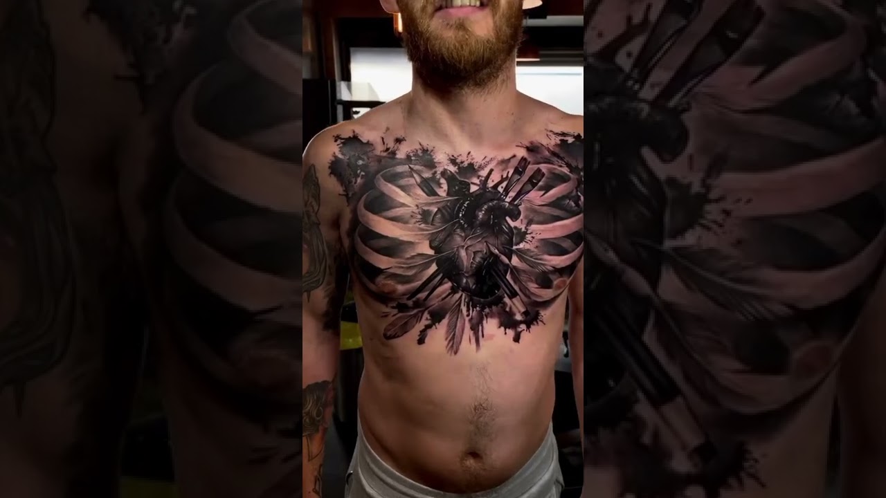 🤯 MindBlowing Chest Tattoo By Clarkerendition