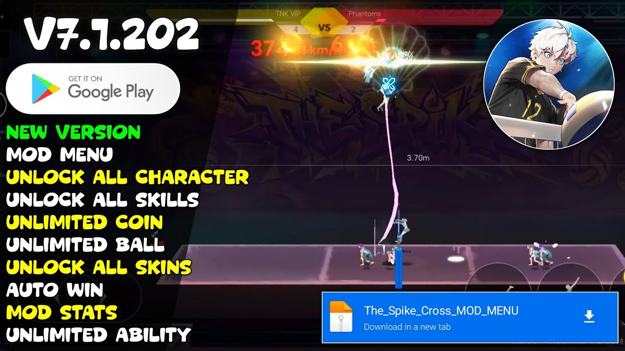 The Spike Cross VIP MOD APK v7.1.202 Terbaru (2026), Unlock All Characters Skills, MAX LEVEL