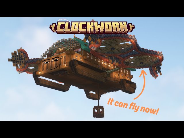 Huge FLYING Mobile Base in Clockwork Minecraft Map