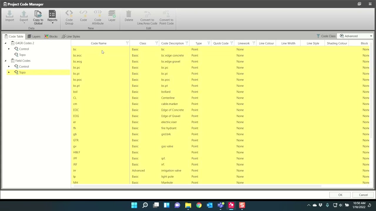 Create a Code List from a CSV in Leica Infinity