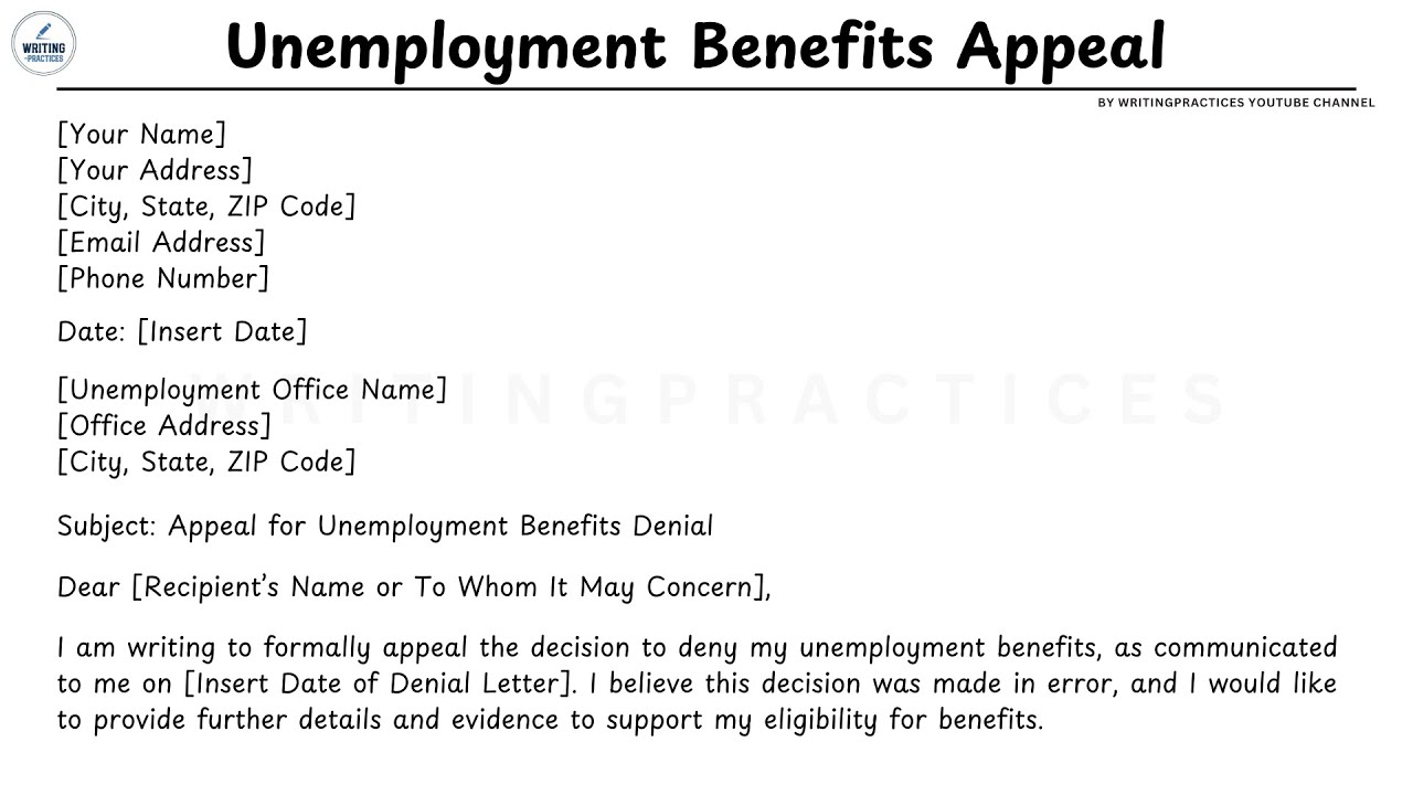 [LETTER TEMPLATE] How To Write An Unemployment Benefits Appeal Letter Steps Guide | WritingPractices