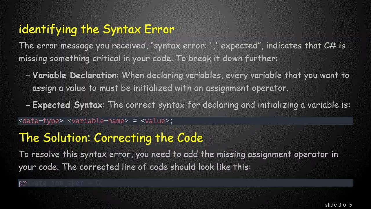 How to Fix the Syntax Error 