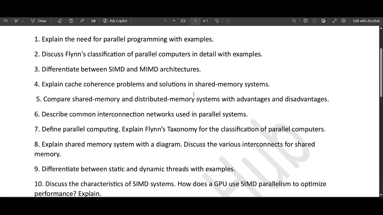 BCS702- Parallel Computing Important Questions Module-1 #parallelcomputing #module1 