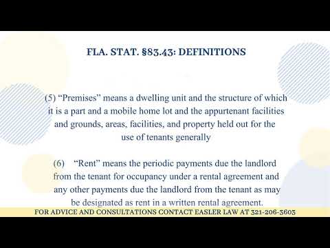 Florida Statute §83.43 - Landlord and Tenant Law Definitions