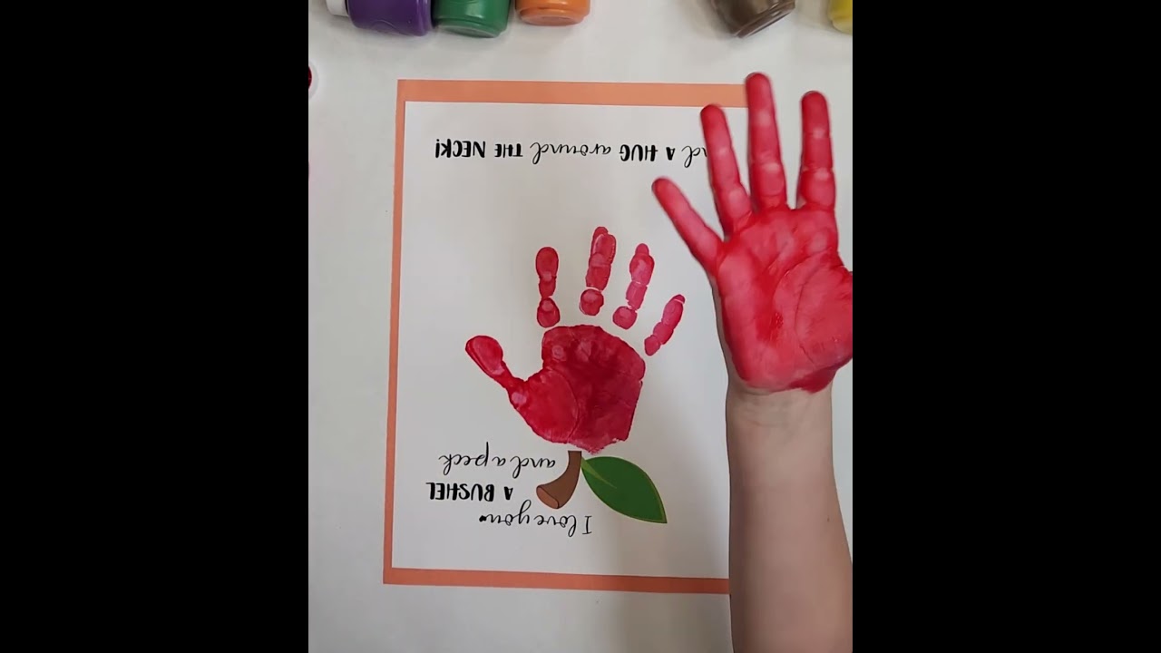 Apple Footprint Art, Handprint Craft, Love You a Bushel and a Peck #handprintart #footprints