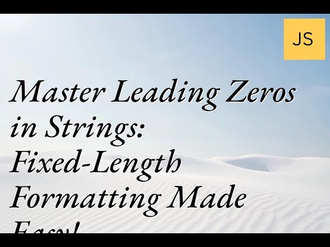 Master Leading Zeros in Strings: Fixed-Length Formatting Made Easy! #CodingTips #Programming