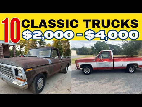 10 CLASSIC TRUCKS FOR SALE CHEAP -  Best projects for $2000 to $4000 by Owner!