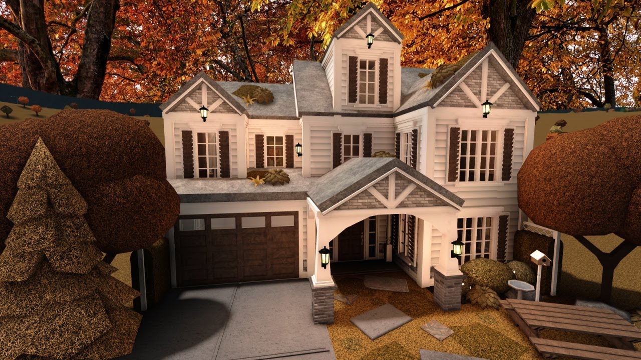 [ bloxburg ] ꒰ 46k ꒱ 🤎 cozy two story autumn family home ꒰ exterior build ꒱