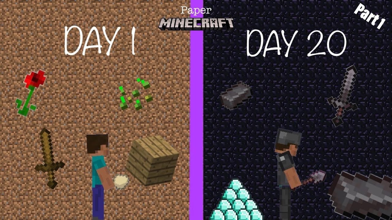 I survived 20 days in Paper Minecraft (PART 1)