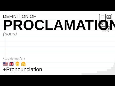 PROCLAMATION meaning, definition & pronunciation | What is PROCLAMATION? | How to say PROCLAMATION