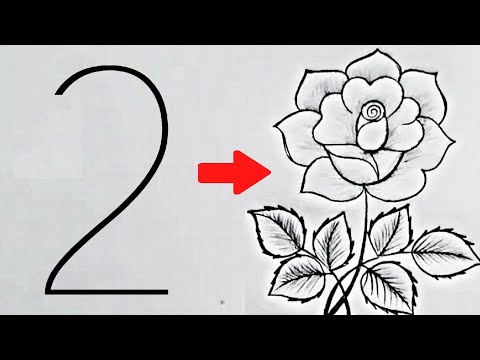 ROSE Drawing Easy | How to Draw a Rose step by step | number drawing