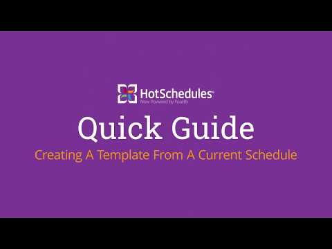 Creating Template From Current Schedule
