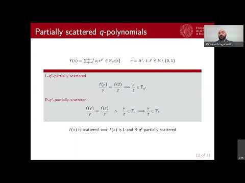 "Partially scattered linearized polynomials, linear sets and rank metric codes" Giovanni Longobardi