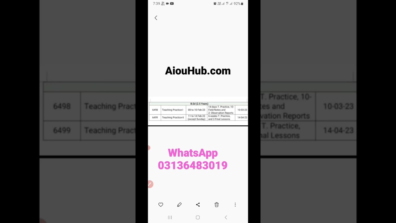 B.Ed 6498,6499 Workshop Schedule 2023|Teaching Practice|Fields Notes|Final Lesson#aiouworkshop #aiou